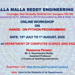 Online Workshop on Python Programming – NALLA MALLA REDDY ENGINEERING ...